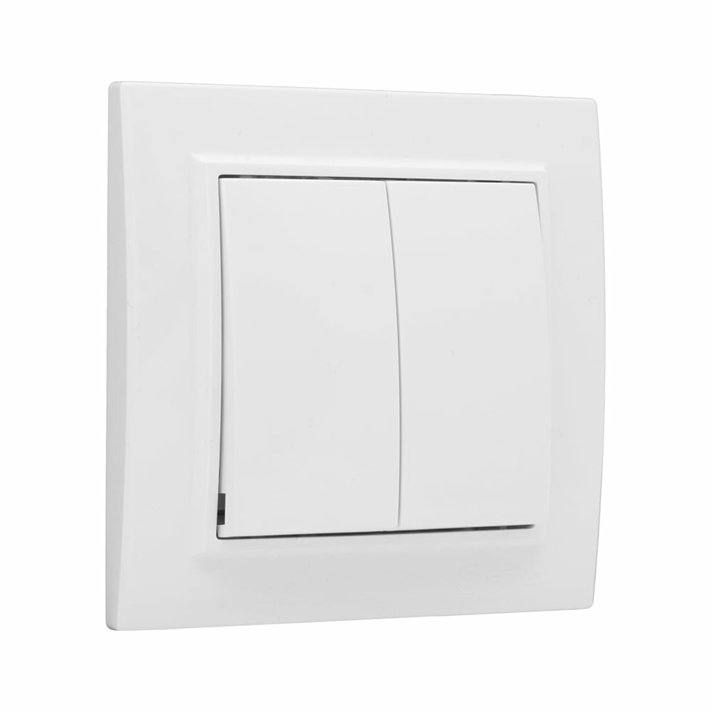 2-клавишный выключатель EKF Минск СП, 10А, белый Basic ERV10-023-10