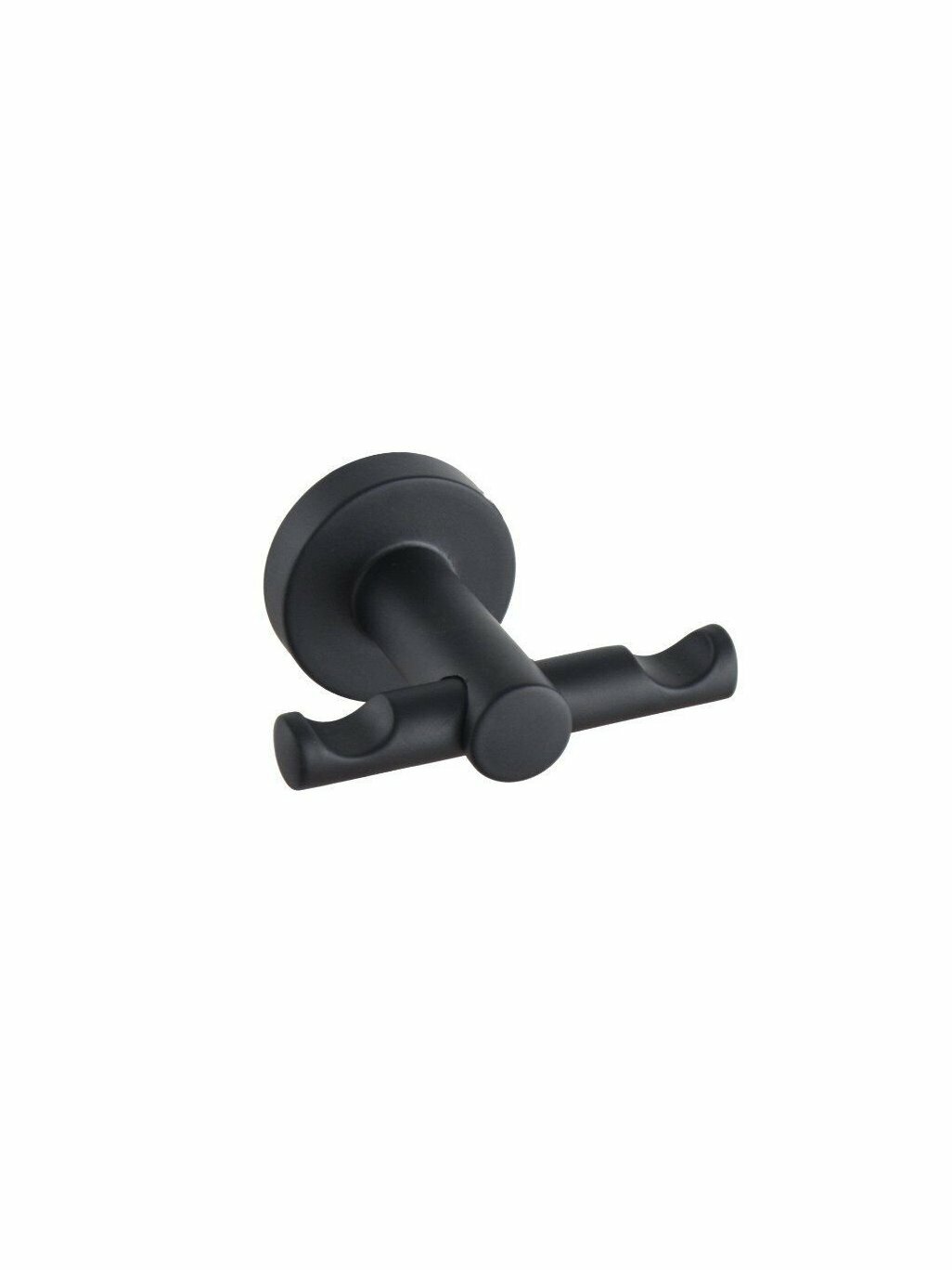 Крючок двойной Delphinium 4101DВ, 6 см, матовый черный. Настенная вешалка для ванной комнаты и двери из ЦАМ.