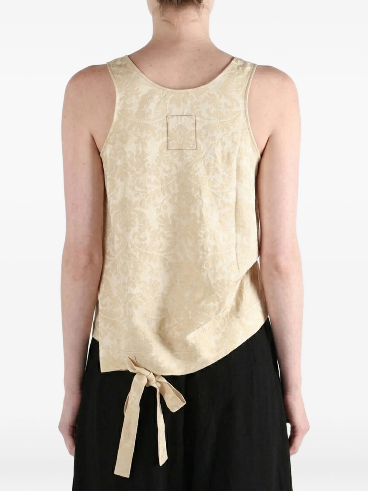 Топ UMA WANG Damask-pattern tie-fastening top, размер 44, ochre yellow — фото 1
