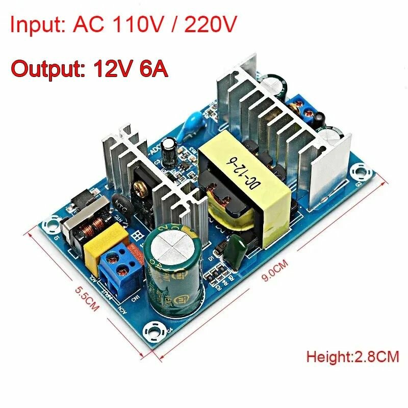 Источник питания AC-DC изолированный 110-220V to 12-48V (1-9A) понижающий модуль на открытой плате