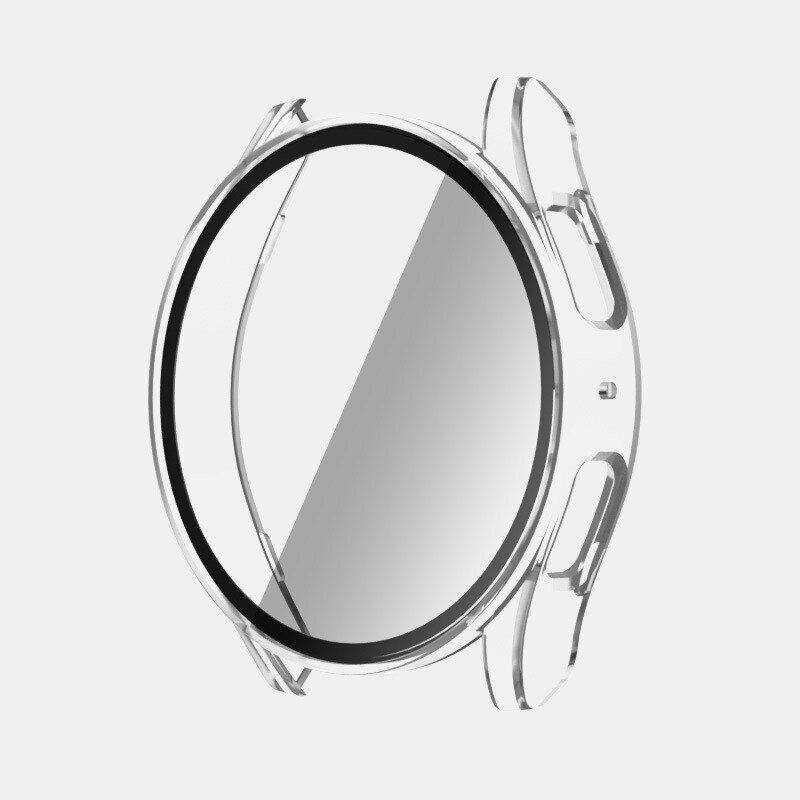Прозрачный чехол для умных часов Samsung Watch 4 44 мм с ПК-рамкой и закаленным стеклом экрана - Высококачественный