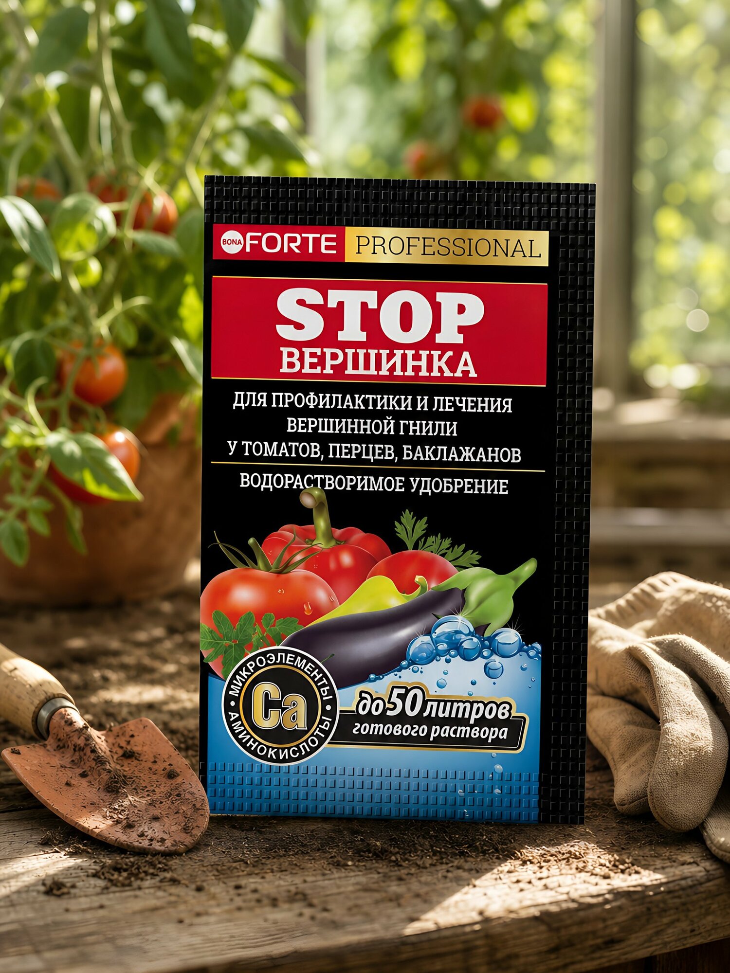 Удобрение Bona Forte Stop Вершинка 100 г для профилактики и лечения вершинной гнили томатов, перцев и баклажанов