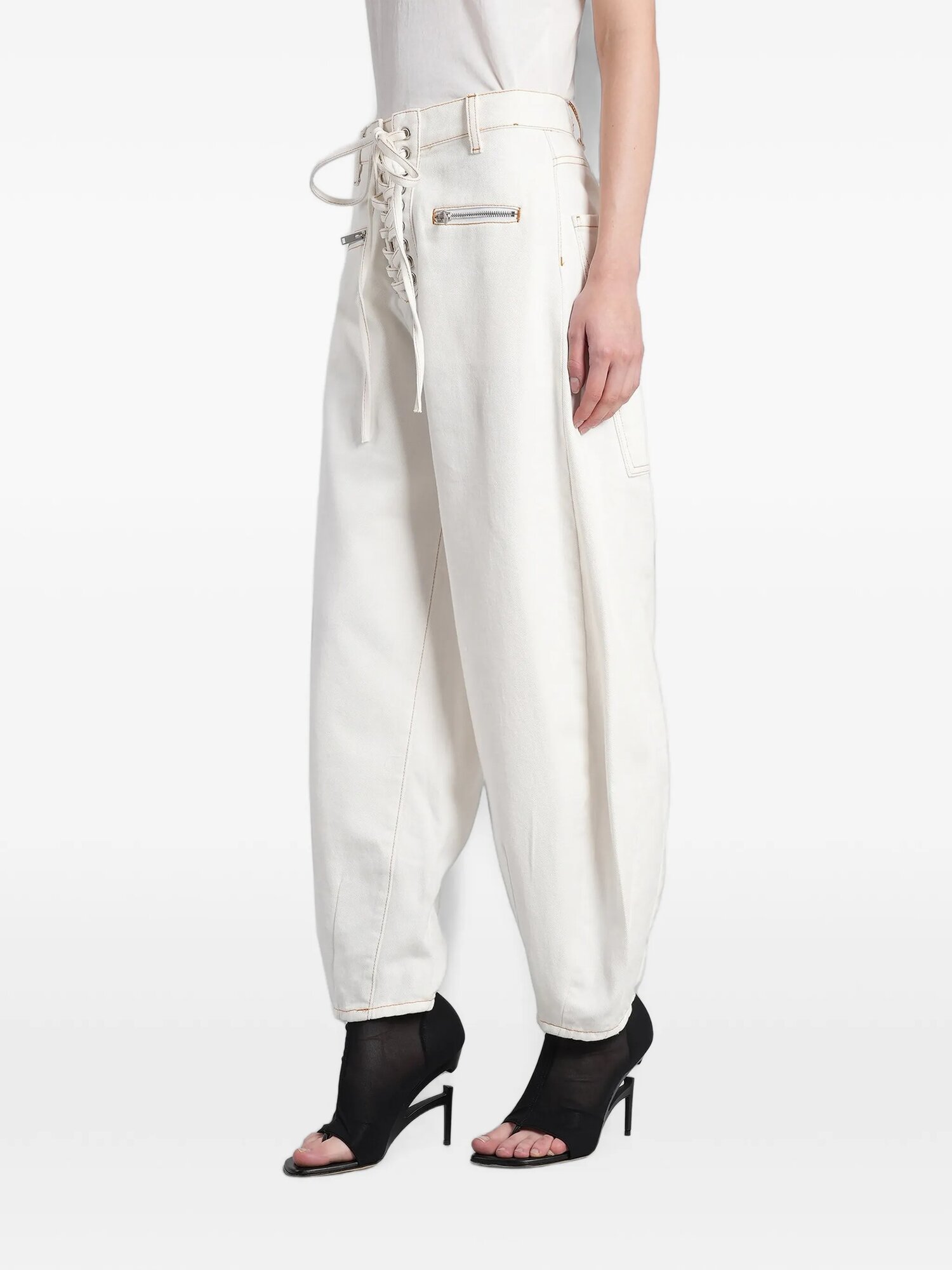 Джинсы Lace-up zip-pocket jeans 