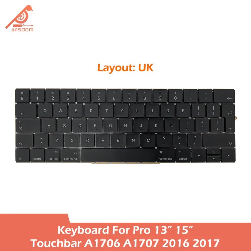 Клавиатура UK Black для Macbook Pro 13" 15" Touchbar A1706 A1707