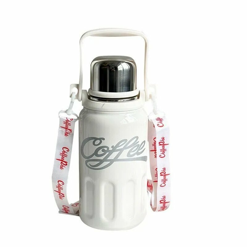 Термос С блокировкой крышки в виде замочка, С кнопкой, С ситечком "Coffe Pot", 1 л