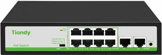 Коммутатор Tiandy неуправляемый (L2) 10x100Мбит/с 8PoE 90W (TC-P3S010 F/0820/AT/90/V2.0)