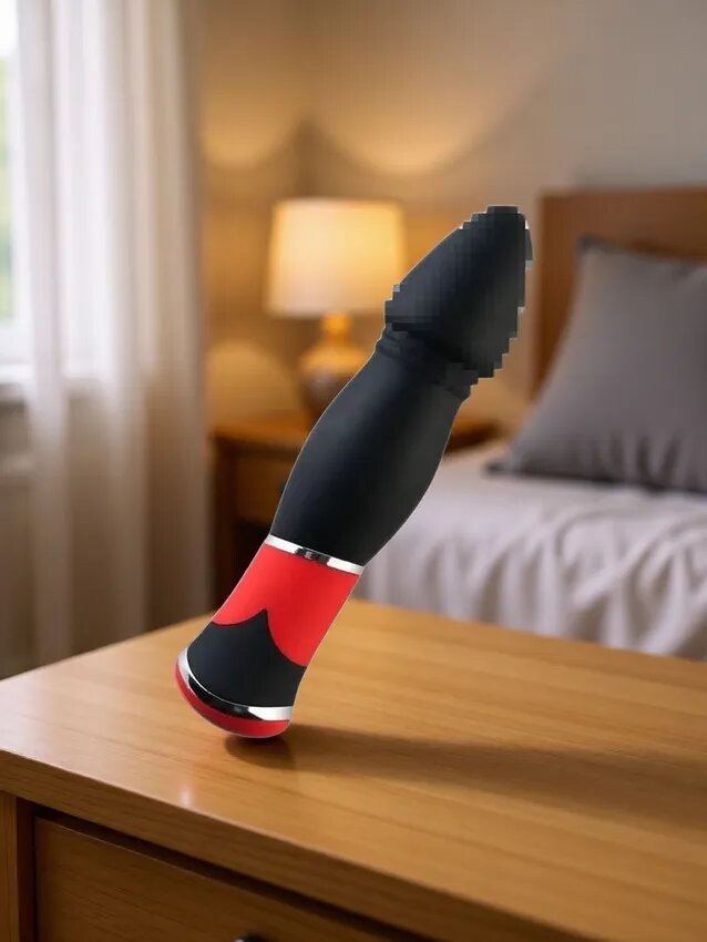 ToyFa Вибратор силиконовый Black&Red - 11.4 см (901335), черный