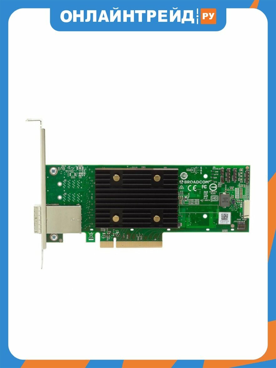 Контроллер Broadcom HBA 9500-8e, PCIe Gen4 x8 LP, 12Gb/s SAS/SATA/NVMe, 8port,(2*ext SFF8644), JBOD (05-50075-01)