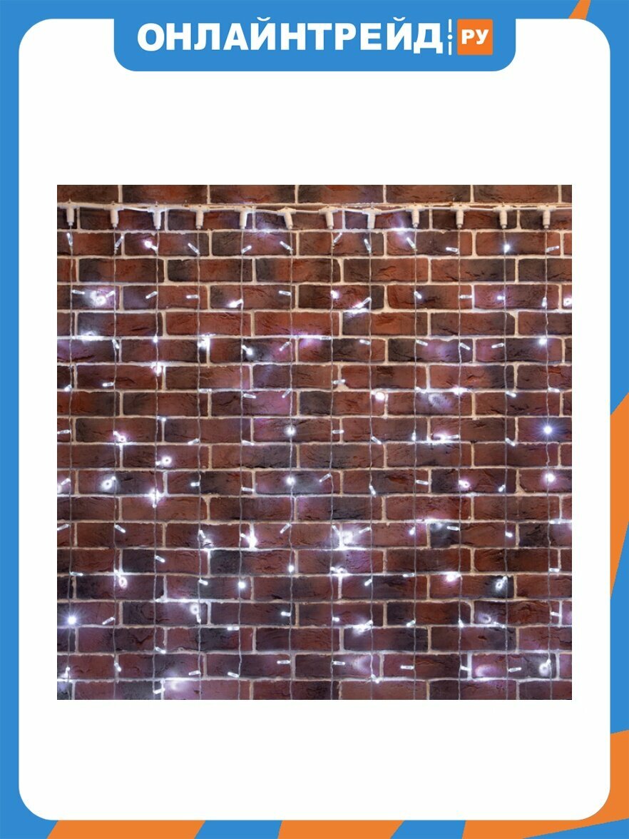 Гирлянда Neon-night "Занавес" 2х6м 768 LED белый прозрачный ПВХ IP65 эффект мерцания 230В (нужен блок 303-500-1)