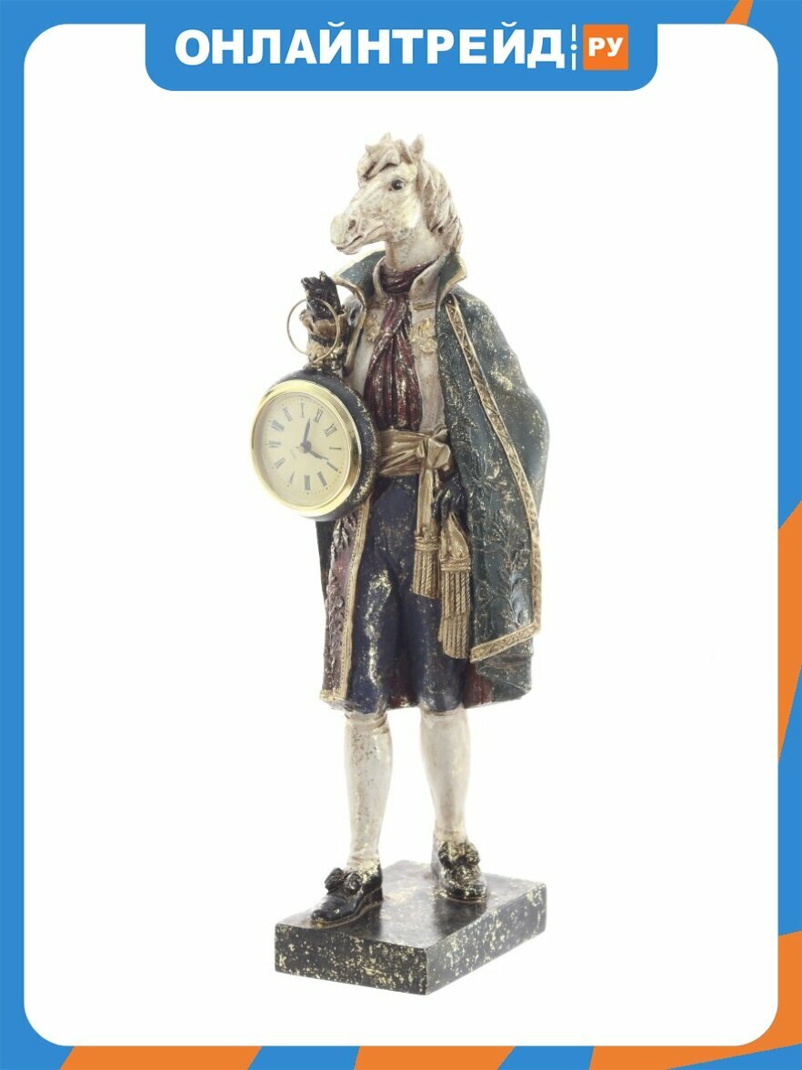 Фигурка декоративная Remeco Collection "Лошадь" с часами D5см, (LR44x1), L11,5 W11 H36 см (825432)