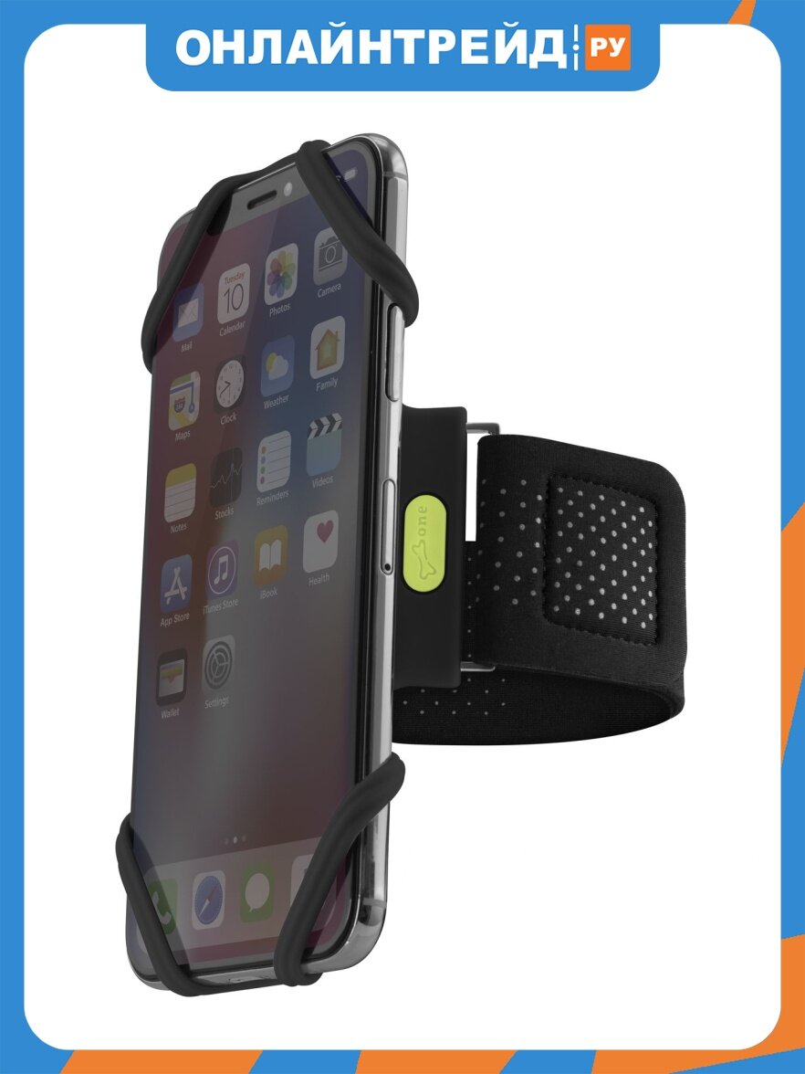 Держатель для смартфона Bone 07-185020, Run Tie, 4.0-6.5", силиконовый, на руку, размер L, черный