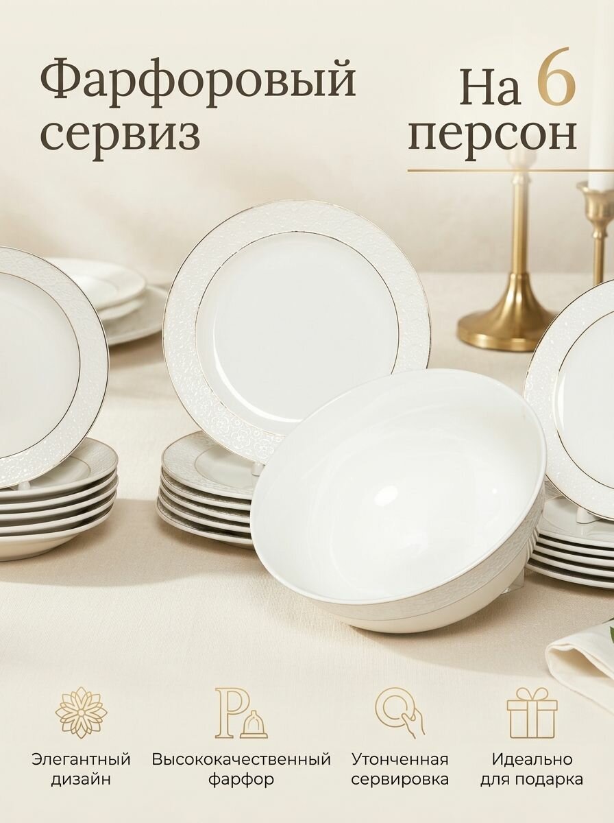 Набор столовый сервиз 19 предметов