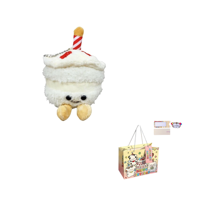 Плюшевые брелоки унисекс KUMAOYA Birthday Cake-White, 9 см