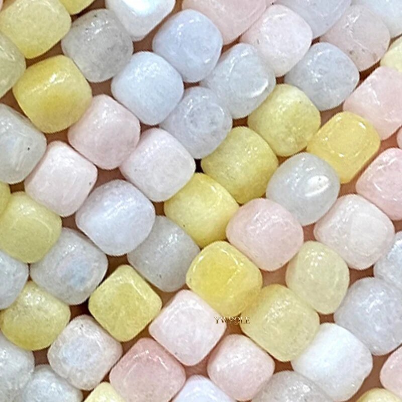 YWROLE Квадратные бусины амазонит и халцедон 7-8 мм Белый, 7-8mm 36cm 45pcs, Morganite yellow