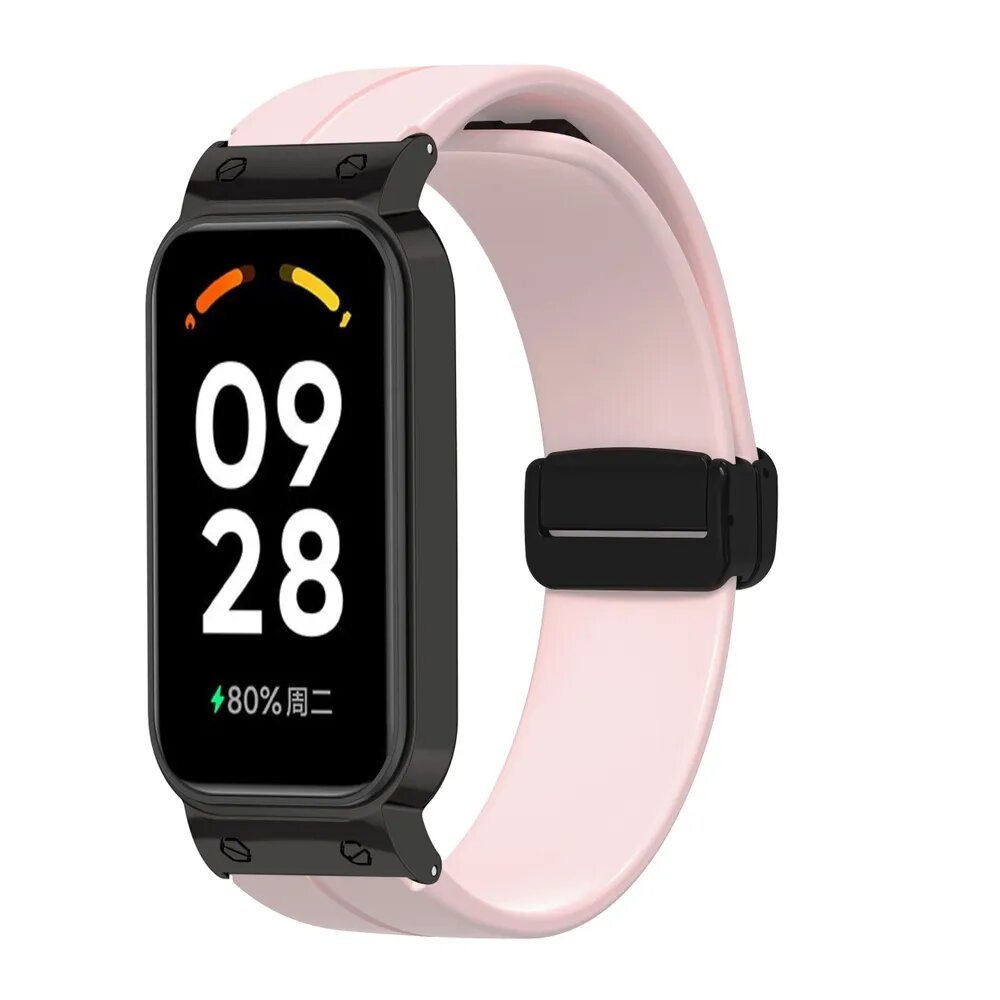 Магнитный силиконовый ремешок для Xiaomi Smart Band 8 Active/ Redmi Smartband 2