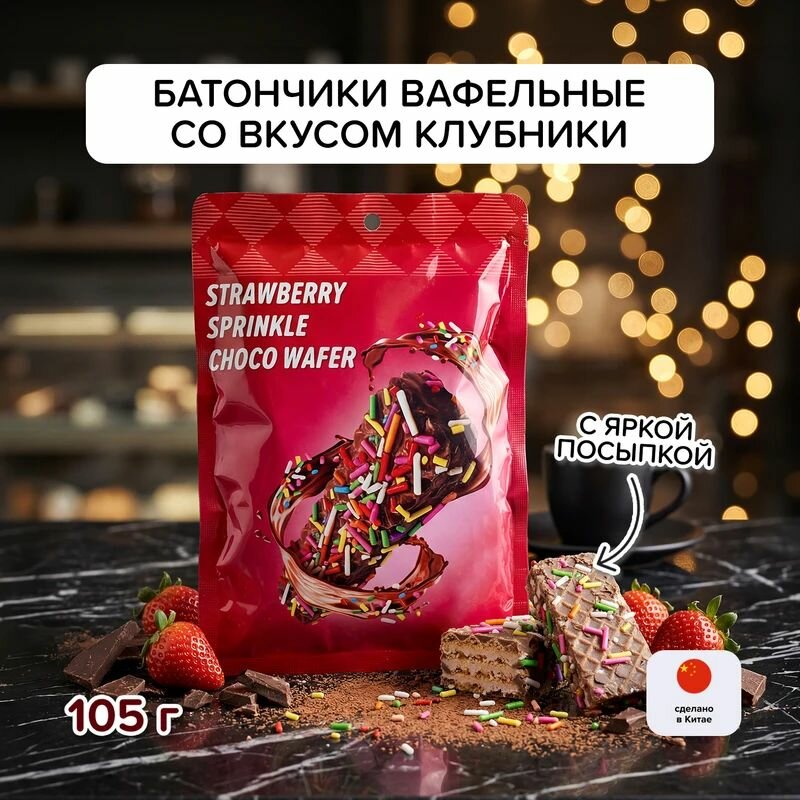 Батончики вафельные со вкусом клубники 2 упаковки по 105 г.