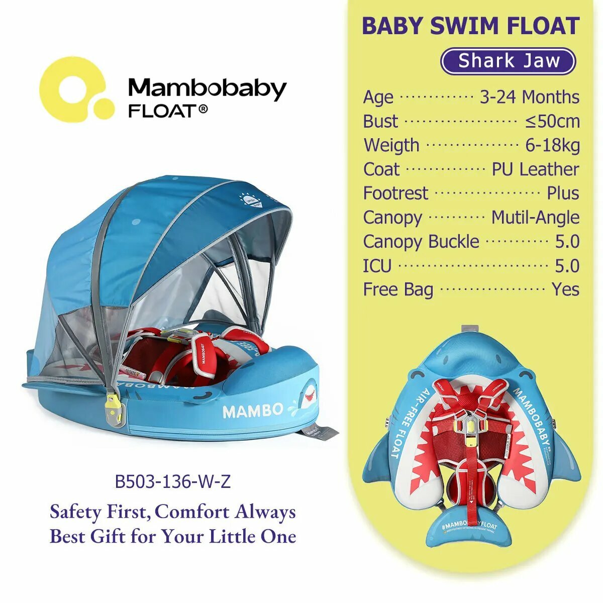 Детский поплавок Mambobaby Shark Jaw, 3-24 месяца