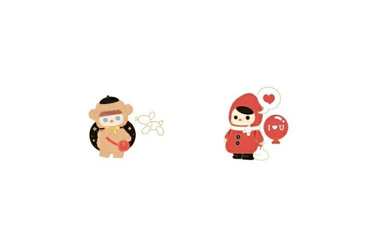 Набор POP MART Pucky Elf Balloon Baby Collection, Confirmed-Teddy Puppy+Red Hat Baby (Open)