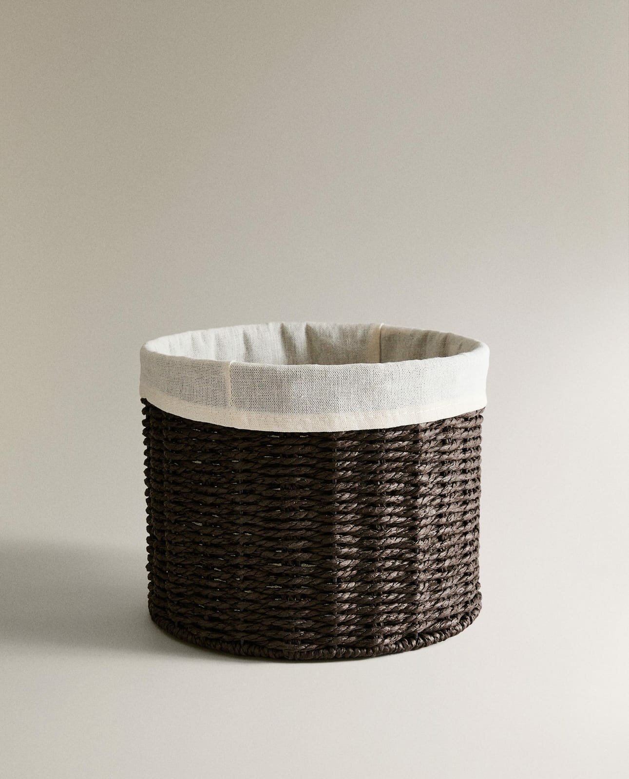 Корзина для хранения ZARA HOME круглая корзина с хлопковой подкладкой, коричневый, 20 x 25 x 25 см 2572/049/716-99