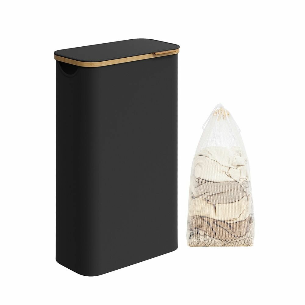 Корзина для белья 65 л SONGMICS - с крышкой, 42 x 22.5x 70.5 см, цвет черный LCB506B01