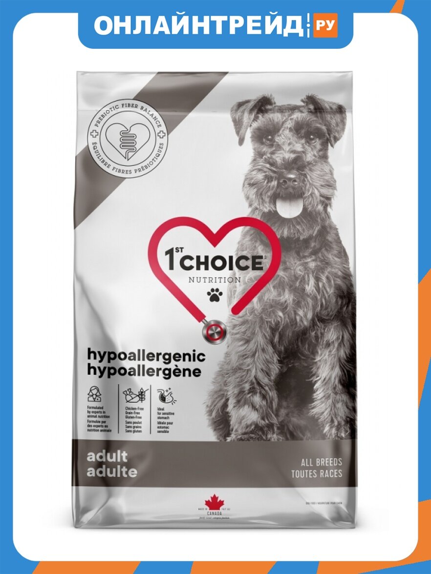 Корм сухой гипоаллергенный для собак 1ST Choice Hypoallergenic с уткой 2кг