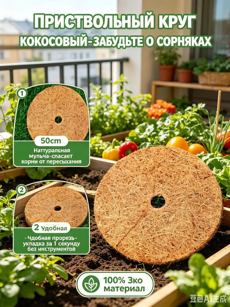 Агроткань от сорняков Кокосовое волокно, 0.4x0.5 м, 1 шт