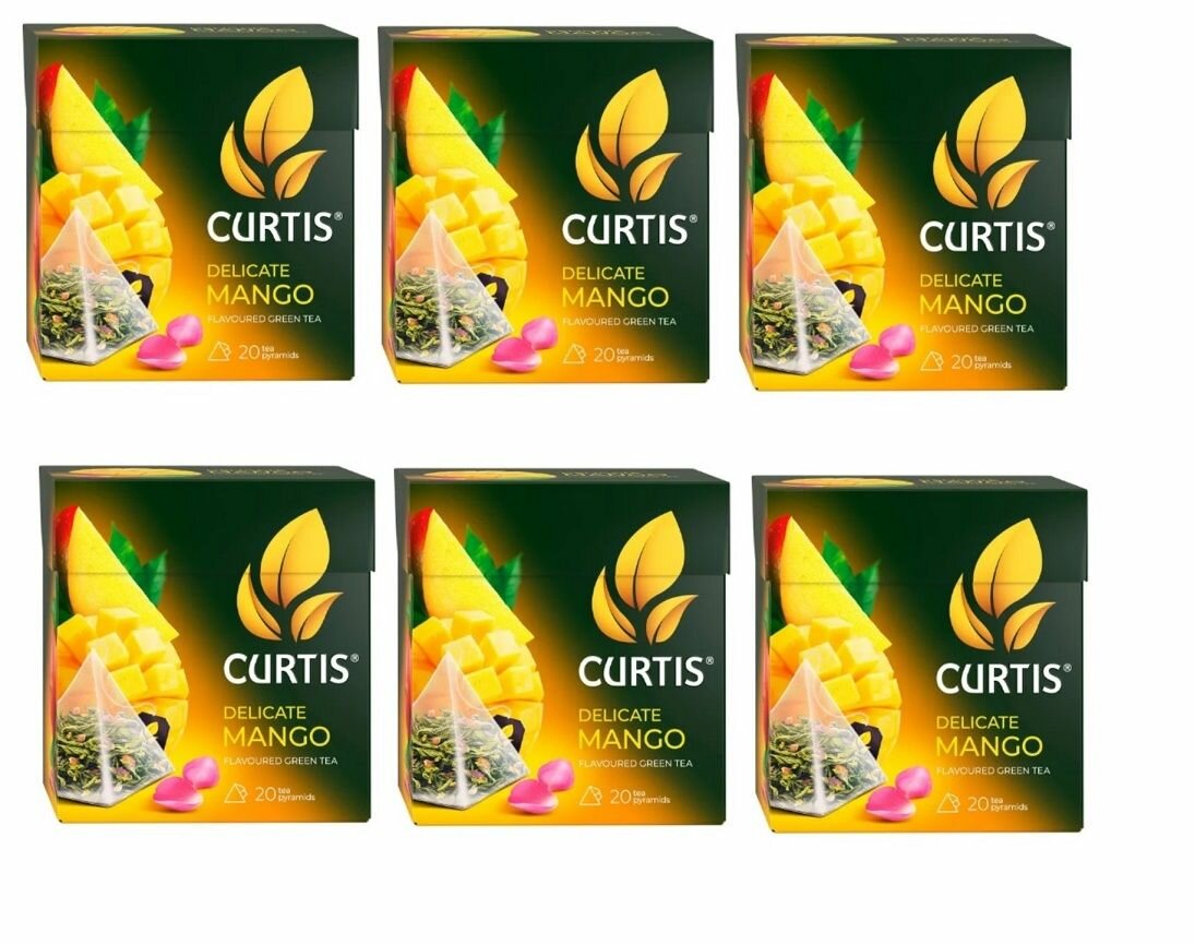 Curtis Чай зеленый Delicate Mango в пирамидках, 20шт х1.8 г, 6шт