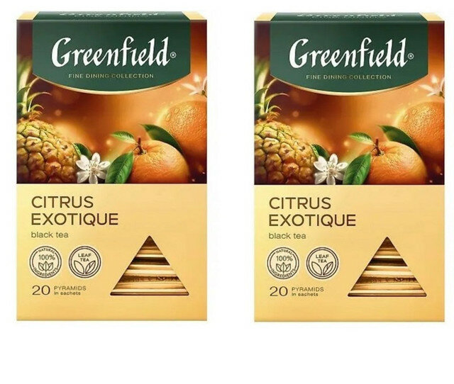Greenfield Чай черный Citrus Exotique, 20 пирамидок ,36гр, 2шт