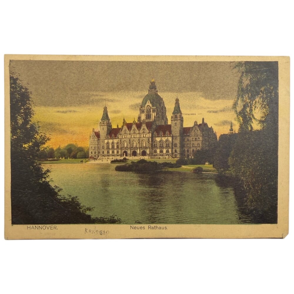 Почтовая открытка "Ганновер. Новая ратуша" 1900-1917 гг. Германская Империя