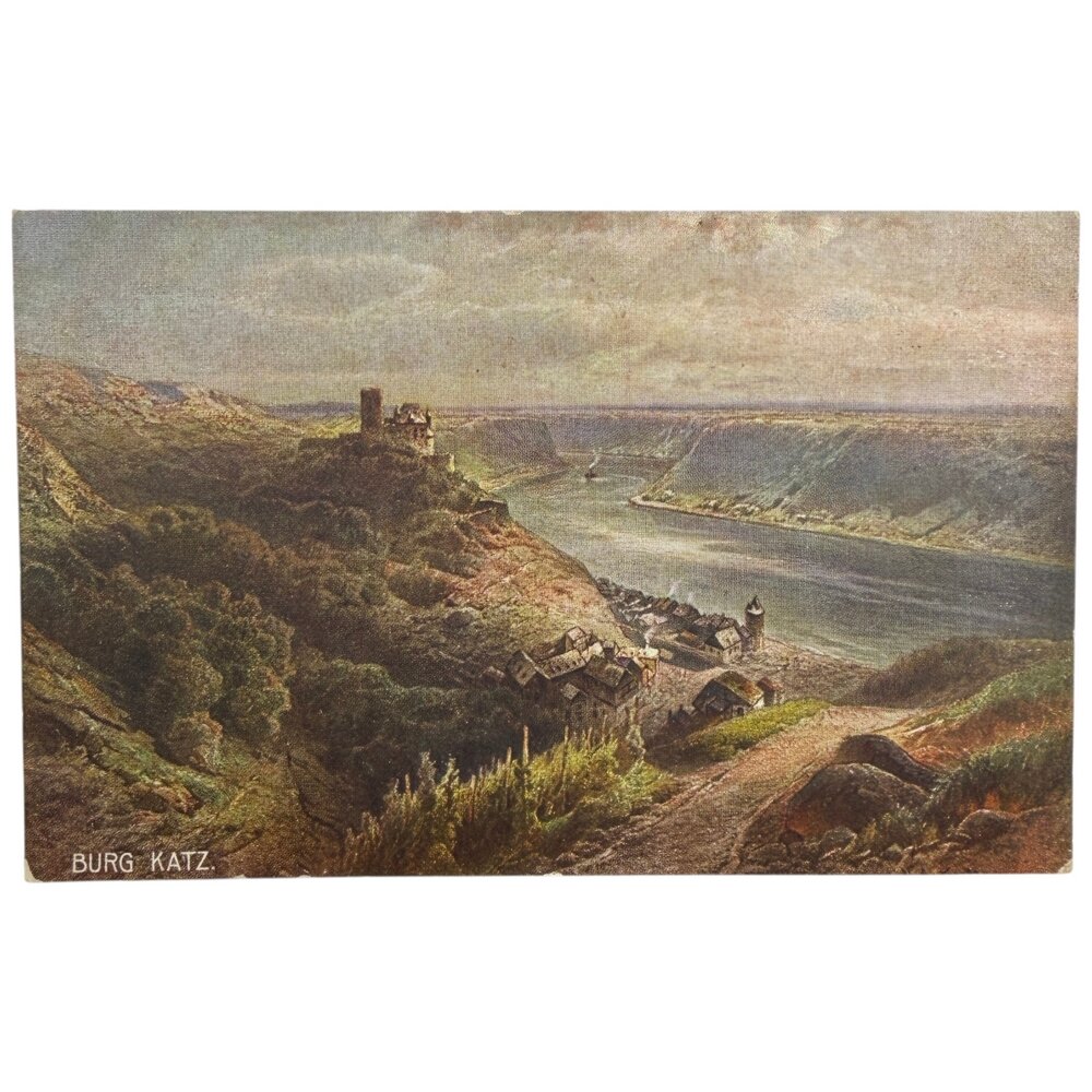 Почтовая открытка "Замок Катц на Рейне" 1900-1917 гг. Германская Империя