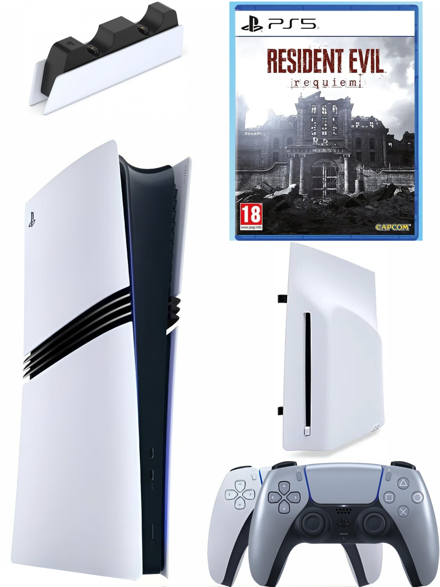 Игровая приставка Sony PS 5 Pro Digital Edition+Зарядная станция+ Дисковод +2-ой геймпад+ Resident Evil Requiem,2Tb SSD