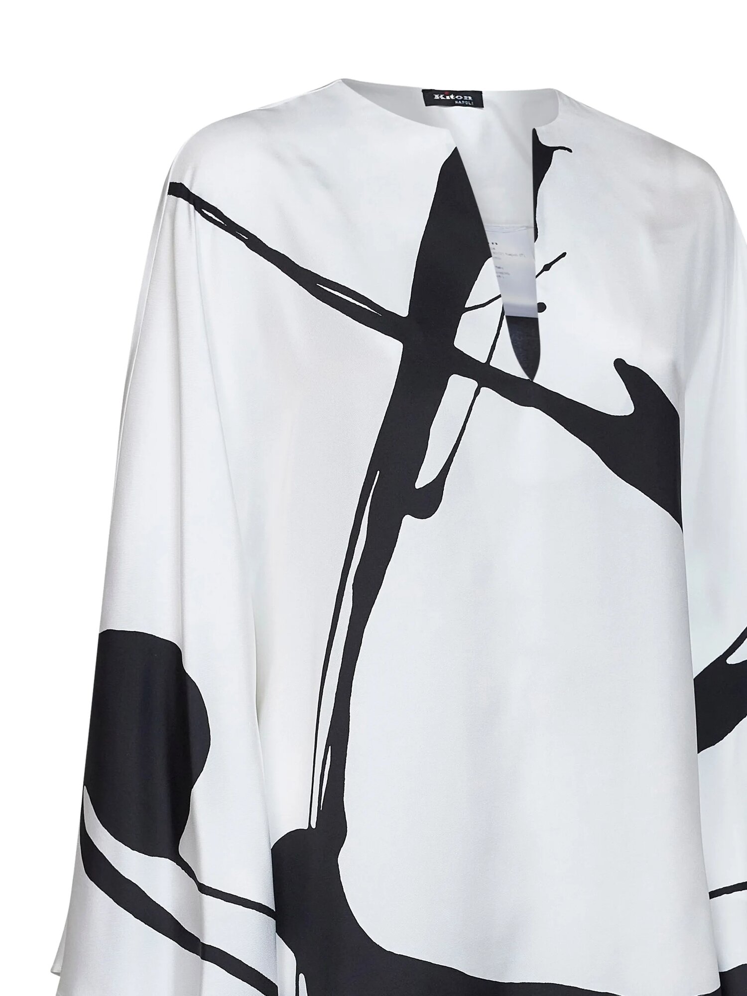 Блуза Kiton Graphic-print ruffled blouse, размер 44, бежевый/белый — фото 1