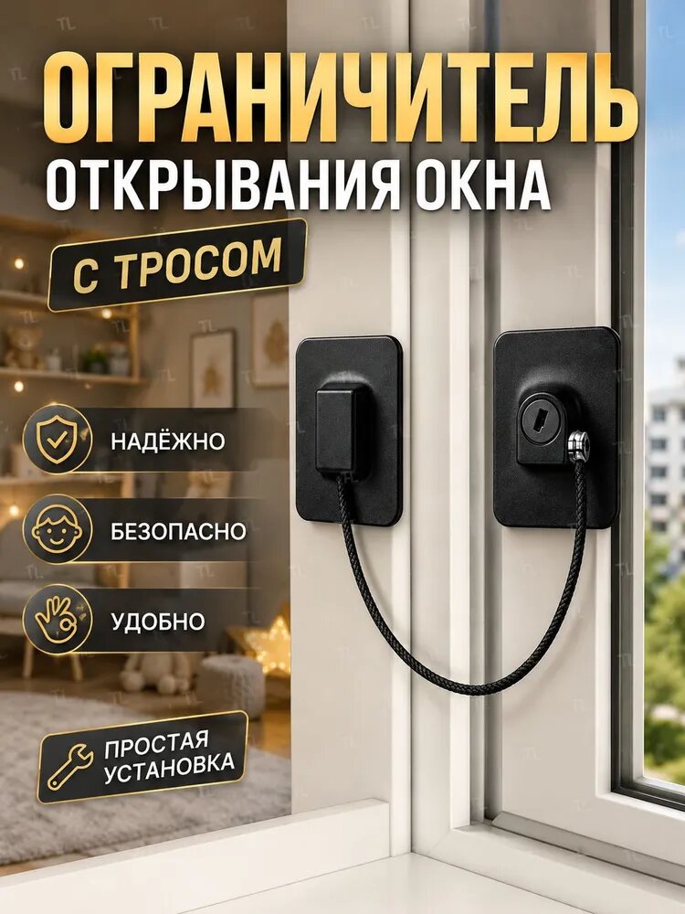 Ограничитель открывания окна с тросом
