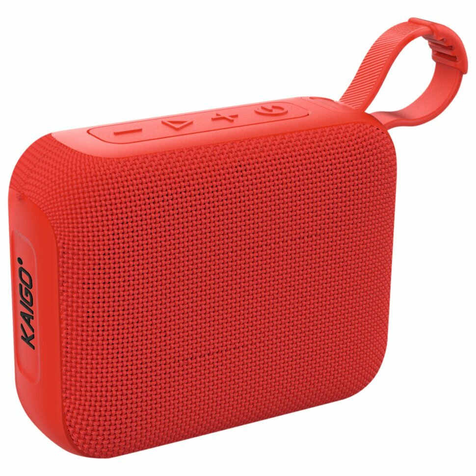 Колонка портативная KAIGO (кайго) BS100, 5 Вт, Bluetooth, USB, Micro SD, TWS, FM, красная, 514220, 514220