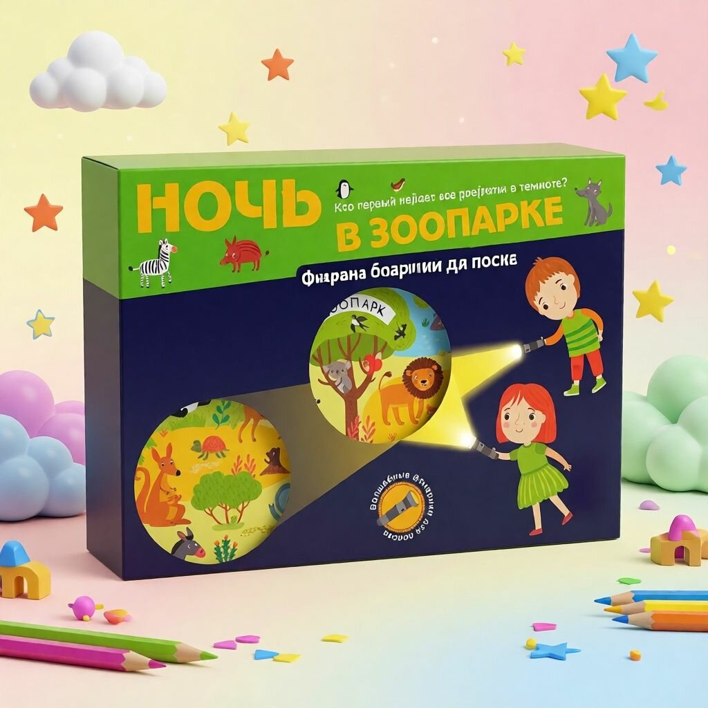 Игра настольная Бумбарам "Ночь в зоопарке", 2 игрока, от 3 лет.