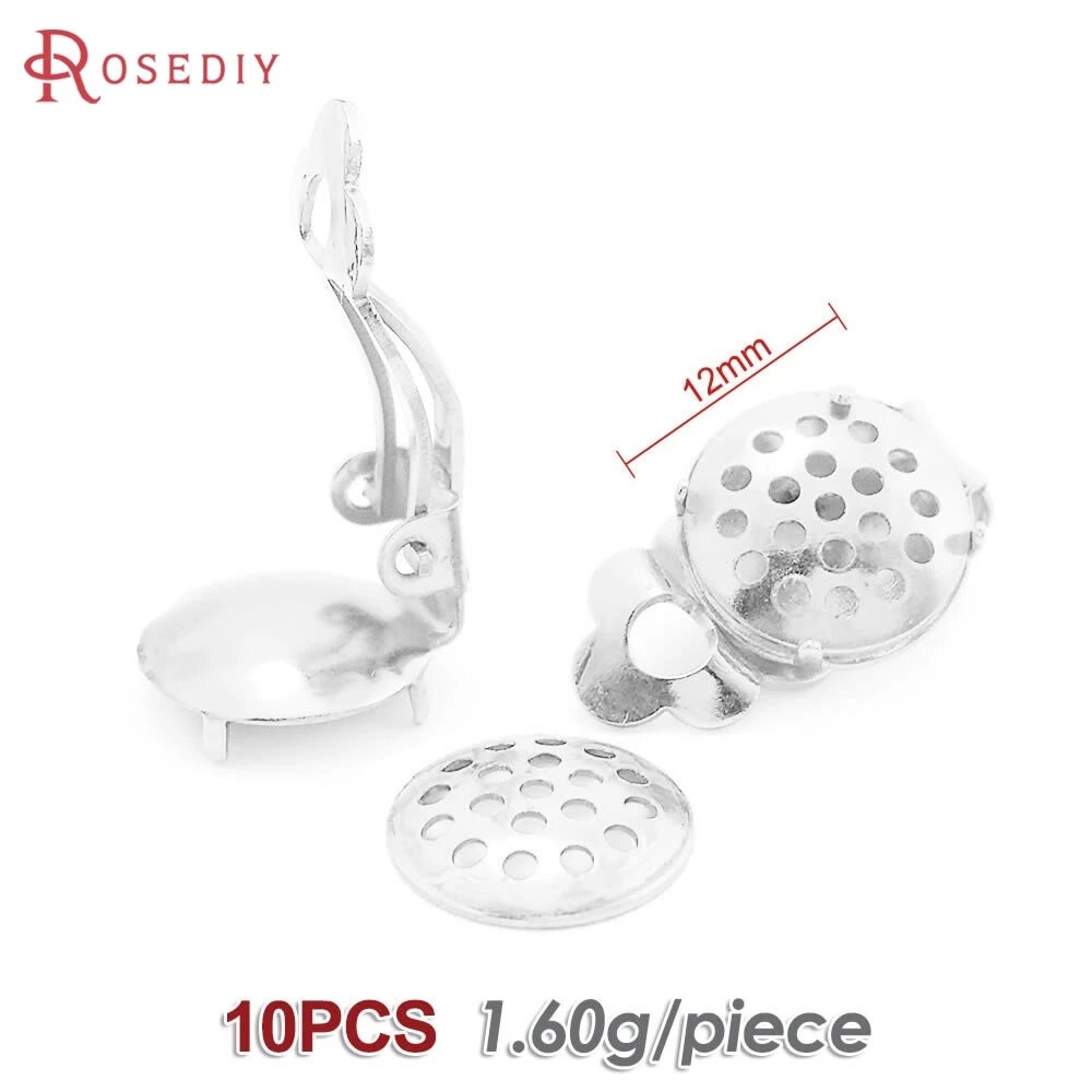 Круглые зажимы для сережек Rosediy, латунь, 18-каратный золотой цвет 31667-Silver Color