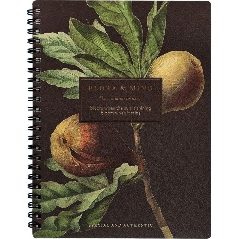 Тетрадь BeSmart "Flora", Инжир, общая, А5, 80 листов, клетка, спираль (N4184)