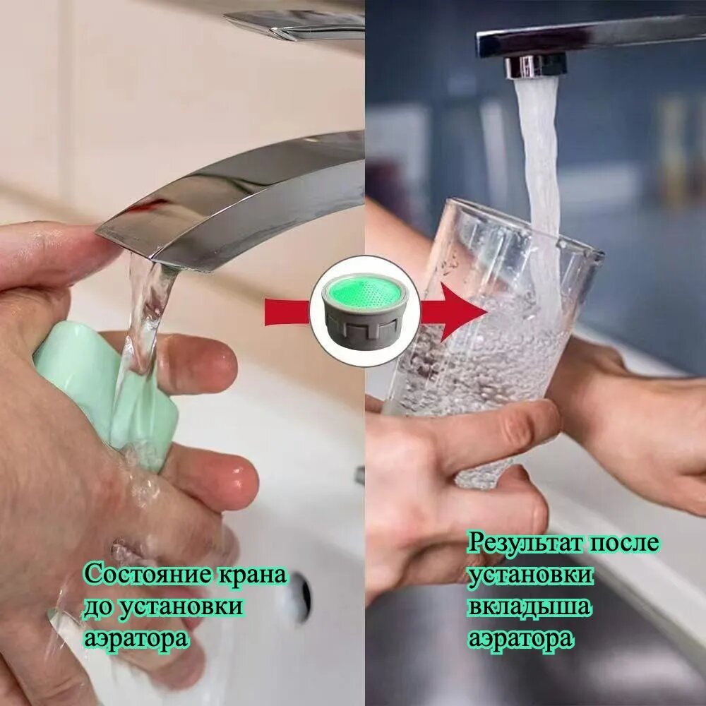 Аэратор-вкладыш для смесителя, 24 сетки, 18/21 мм, многослойная сетка