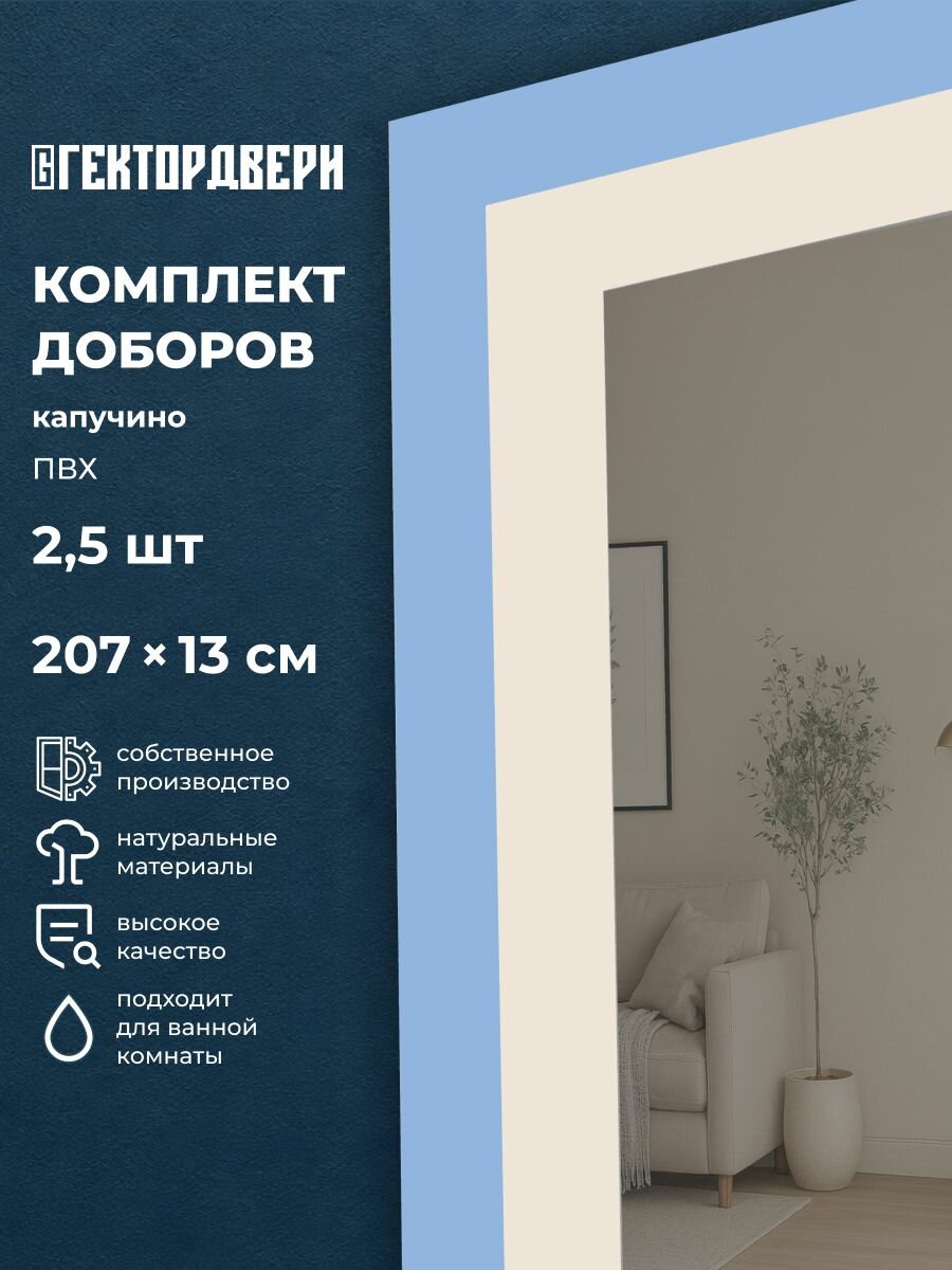 Доборы телескопические для межкомнатных дверей и порталов, ПВХ, цвет Капучино (бежевый), 130х2070, комплект 2,5 шт.