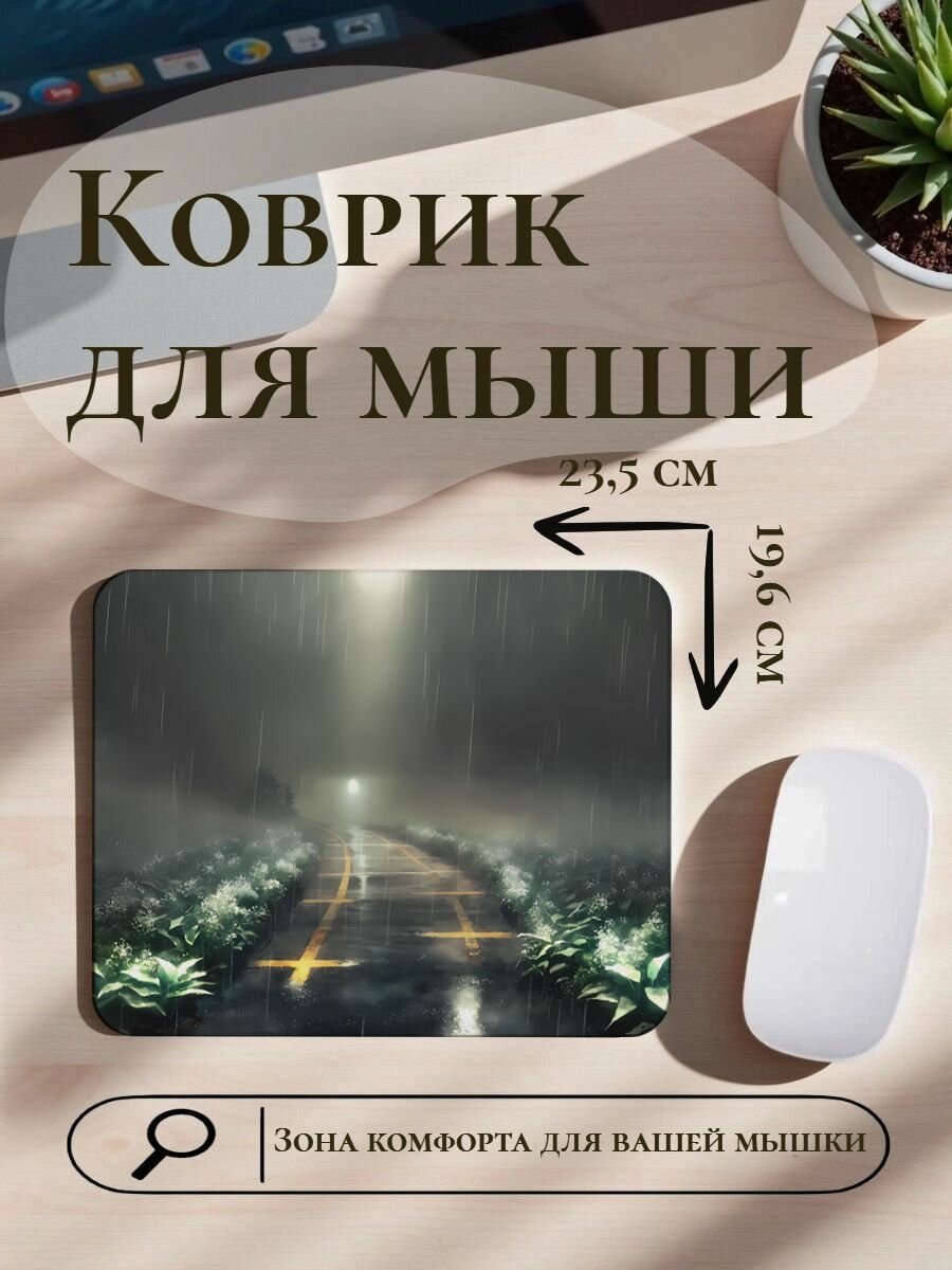 Коврик для мыши Дождливая ночная дорога