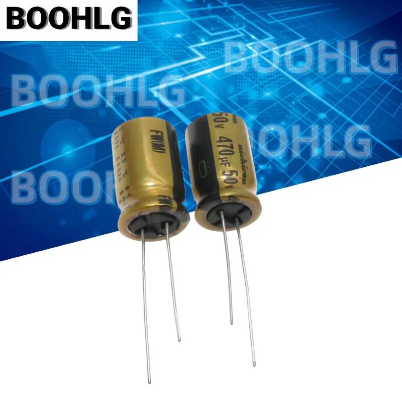 5 шт, конденсатор 470UF 50V Nichicon audio 50V 470UF X20 FW, Золотой корпус