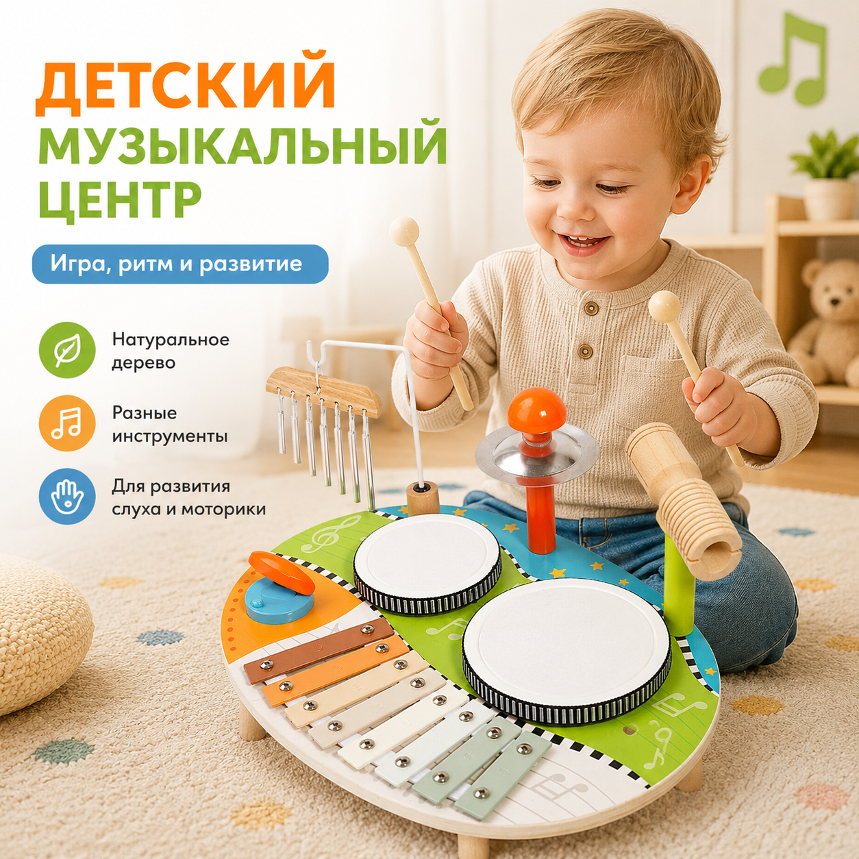 Детские музыкальные инструменты, ксилофон, барабаны, развивающие игрушки, подарки на Новый год