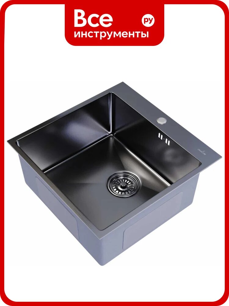 Настольная мойка MIXLINE PRO 50x50, 3 мм, выпуск 3 1/2, 20 см, с сифоном, черный графит