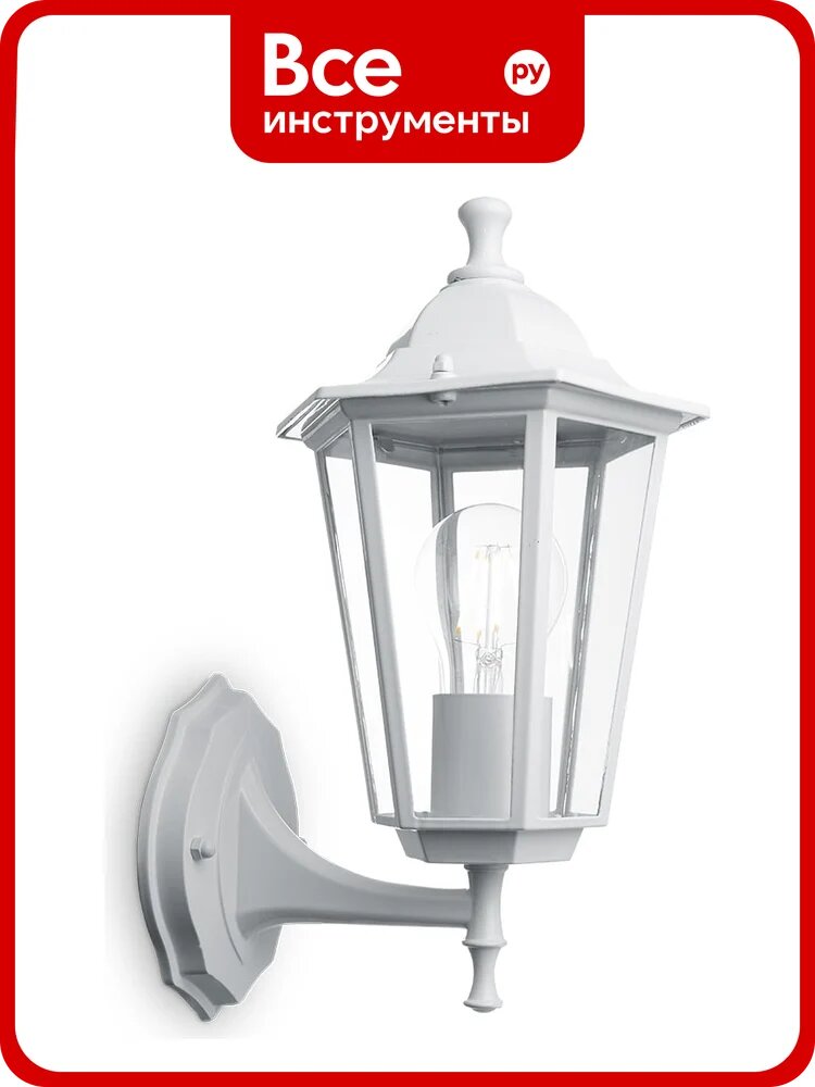 Садово-парковый светильник FERON 6101/PL6101 шестигранный на стену вверх 60W E27 230V, белый 11051
