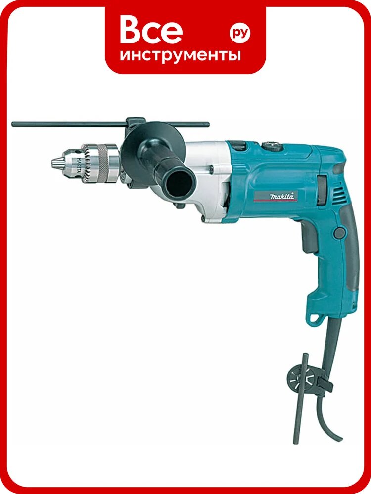 Двухскоростная ударная дрель Makita HP 2070 F с подсветкой, реверсом и оборотами для профессионального применения