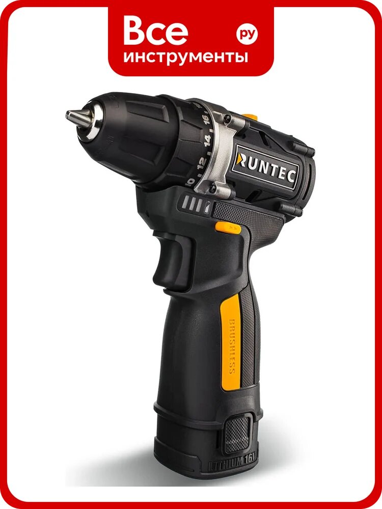 Дрель-шуруповерт RUNTEC PROаккумуляторная, 10мм,16В, 2*2Ач, 45Нм RT-ID122