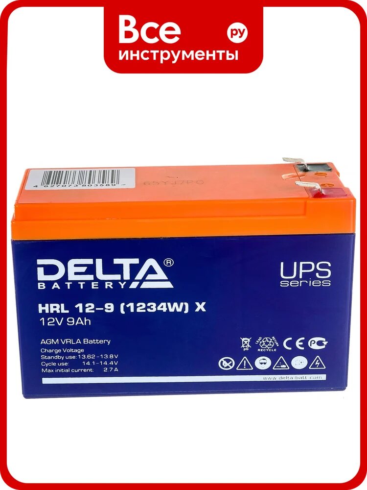Аккумуляторная батарея Delta HRL 12-9, AGM, необслуживаемый, 12В, 9 Ач