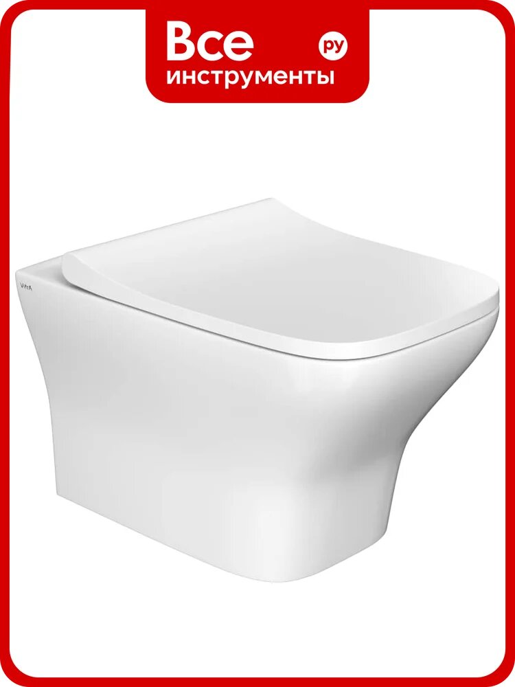 Подвесной безободковый унитаз VITRA Zentrum Square 7484B003-0075 санфарфор, антибактериальное покрытие горизонтальный
