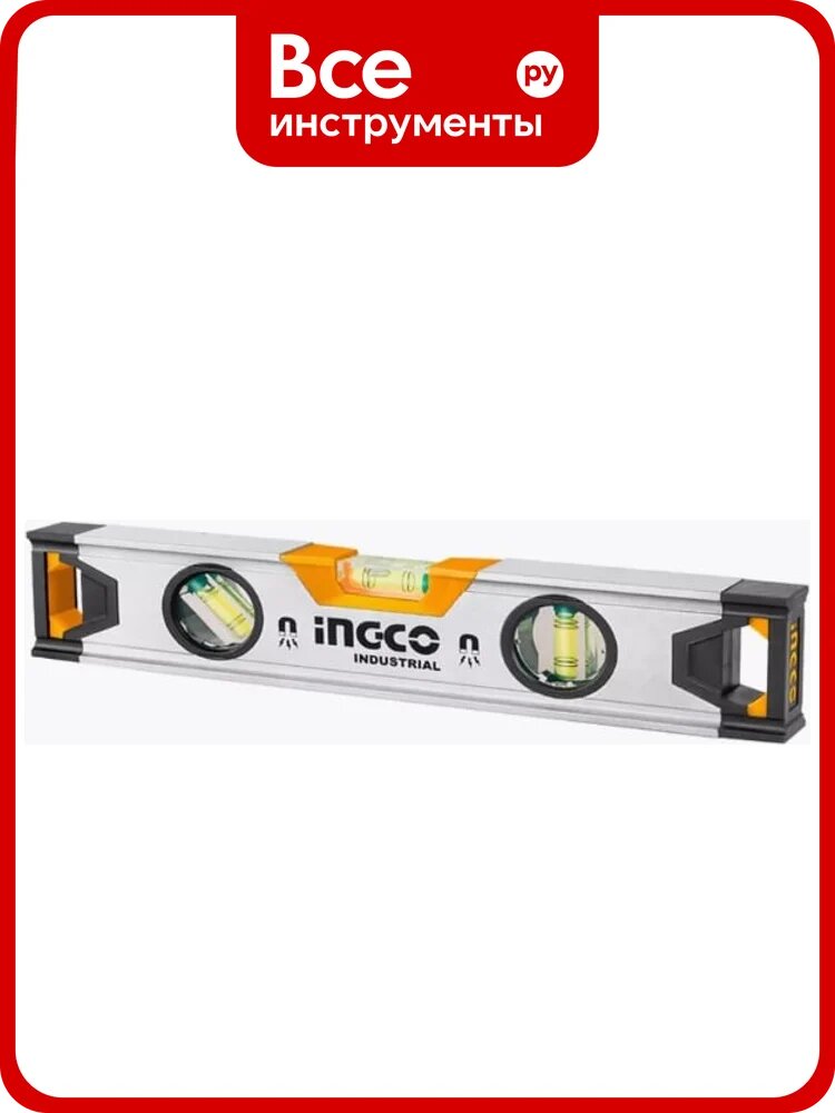 Пузырьковый уровень с мощными магнитами INGCO 30 см, 3 уровня HSL38030M