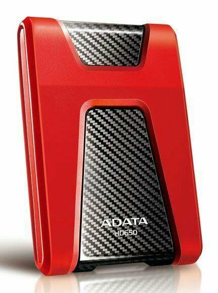 ADATA 1 ТБ Внешний жесткий диск HD650 (AHD650-1TU31-CRD), Резина, Пластик, красный